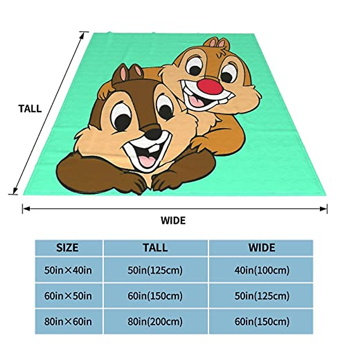 ERTER Boutique Throw Blanket Chip N Dale Super Soft Fleece Throw Blankets,Fuzzy Plush Blanket Oversized,Thin Lightweight Blanket for All Season 6050 In, Black, 60Inx50In Young