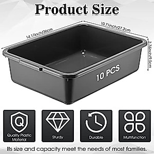 10 Pcs Commercial Bus Tubs 8 Liter Dish Bus Tubs Box Plastic Tub for Storage Wash Container, Gray