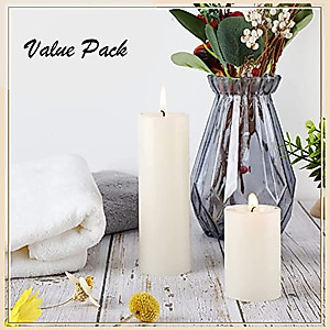 4 Sets 12 Pieces Ivory Pillar Candles Dripless Unscented Candles Paraffin Wax Tall Candles for Relaxation Wedding Spa Birthday Holiday Bath Party Restaurant Home Decor, 2'' x 3'', 2'' x 6'', 2'' x 9''