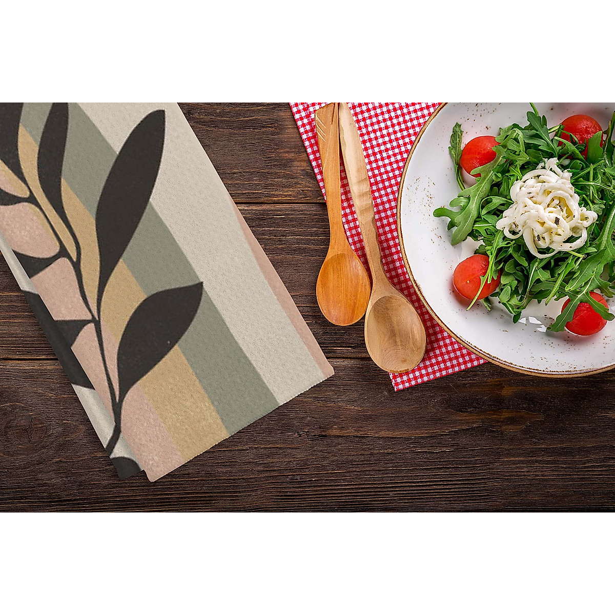 Abstract Boho Rainbow Botanical Leaf Kitchen Towels Tea Towels, 16 X 24 Inches Cotton Modern Dish Towels Dishcloths,Dish Cloth Flour Sack Hand Towel for Farmhouse Kitchen Decor,Boho Lovers Gifts