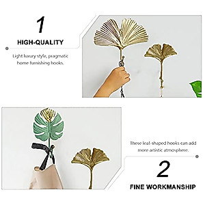 Amosfun 6pcs Plant Tropical Leaf Coat Mask Storage Decorative Reusable Stylish Corridor Leaf- Shaped Modern of Metal Window Things for Bathroom Shaped Utility Decor Iron Clothes