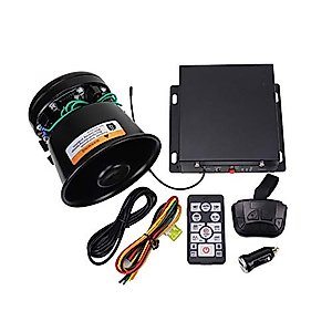 YHAAVALE 9200D Amplifier Police Siren & Black Round Bell Cone Speaker,DC12V,100W,Wireless Double Remote Control,Hands-Free,Multi-Tones,Microphone,Emergency Electronic Loudspeaker PA System for Car