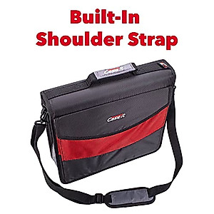 Case-it The Dual 2-in-1 Zipper Binder - Two 1.5 Inch D-Rings - Includes Pencil Pouch - Multiple Pockets - 600 Sheet Capacity - Comes with Shoulder Strap - Black Dual-121-A
