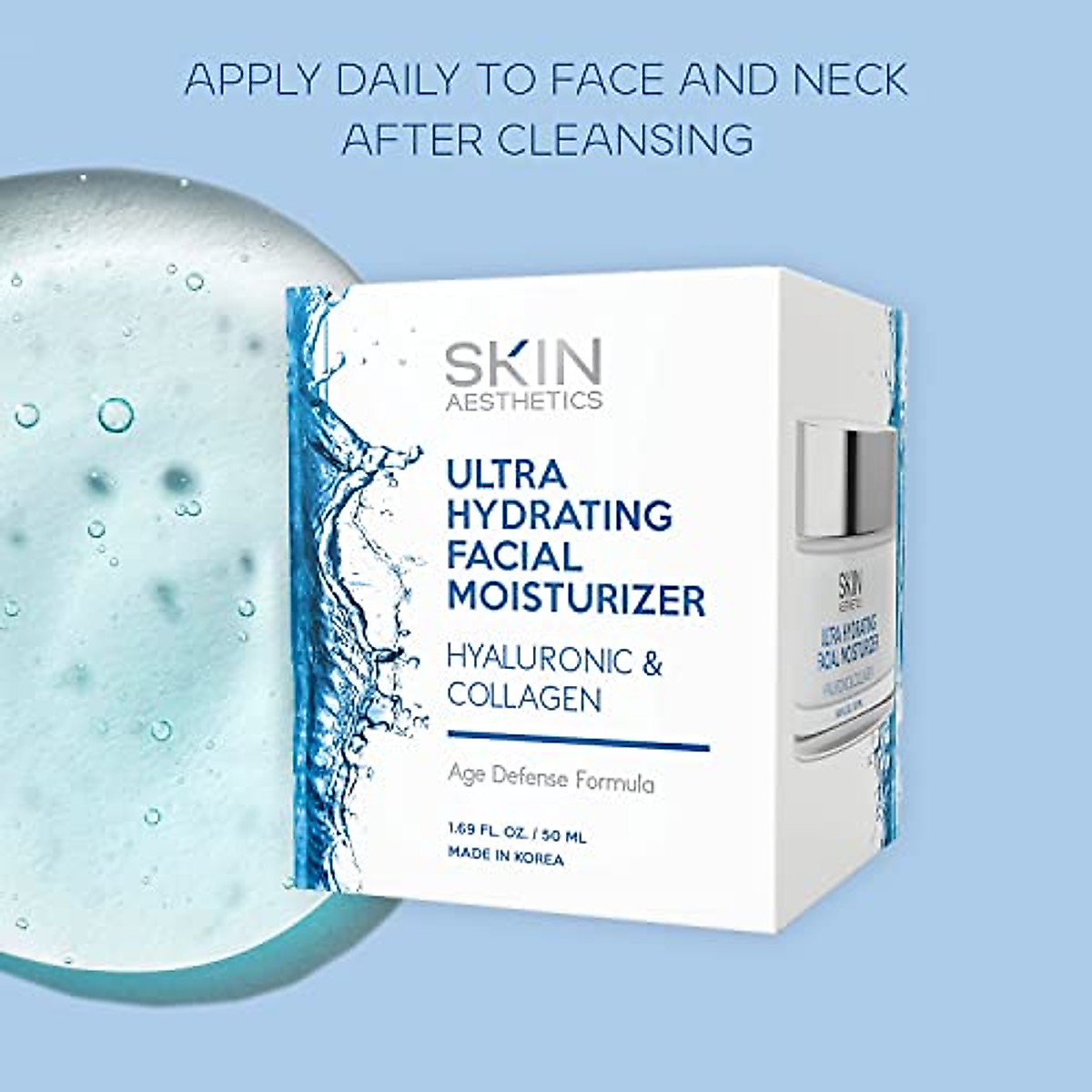 Skin Aesthetics Hyaluronic & Collagen Daily Face Moisturizer - Dermatologist Tested - Deeply Moisturizes, Anti-aging Hydrating Day Cream - Cruelty Free Korean Skin Care For All Skin Types - 1.69 oz