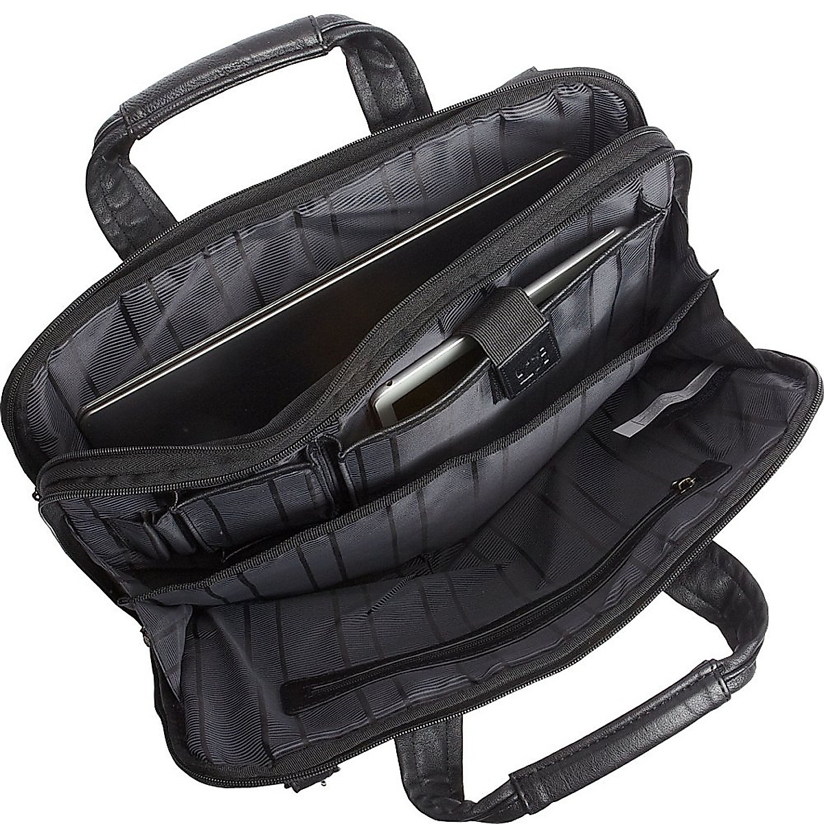 Kenneth Cole Reaction ProTec Faux Pebbled Leather Slim 16" Laptop Business Briefcase / Tablet Bag, Black