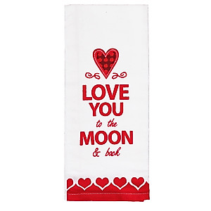 fillURbasket Valentines Day Kitchen Towels Set Hearts Dish Towels Love Flour Sack Towels Set of 4 15”x25” Cotton (Love Sayings Kitchen Towels)