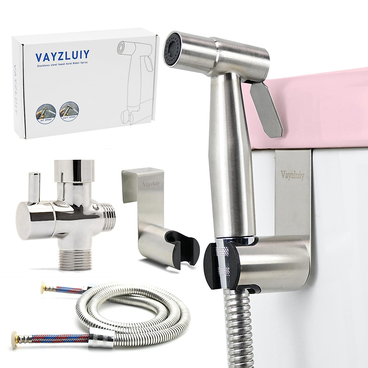 Handheld Bidet Sprayer for Toilet - Bidets for Existing Toilets Adjustable Water Pressure with Bidet Hose for Feminine Wash, Stainless Steel Muslim Shower Jet Spray for Toilet