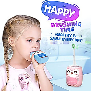 Flying Ideas Kids Electric Toothbrush, U Shaped Toothbrush, Ultrasonic Automatic Toothbrush Kids with 6 Modes, Full/Whole Mouth Baby Toothbrush, IPX7 Waterproof(Light Blue)
