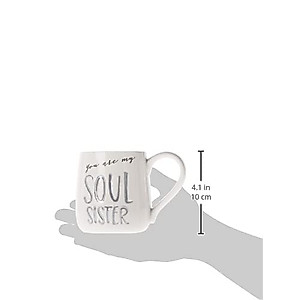 Enesco Our Name is Mud “Soul Sister” Stoneware Engraved Coffee Mug, 1 Count (Pack of 1), Gray