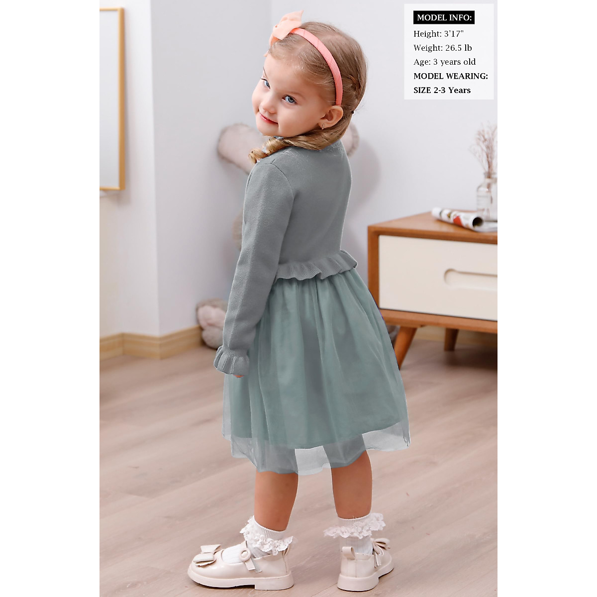 ALISISTER baby-girls Tutu Long Sleeve Fall Winter Sweater Dress, 06 Grey, 3-4T