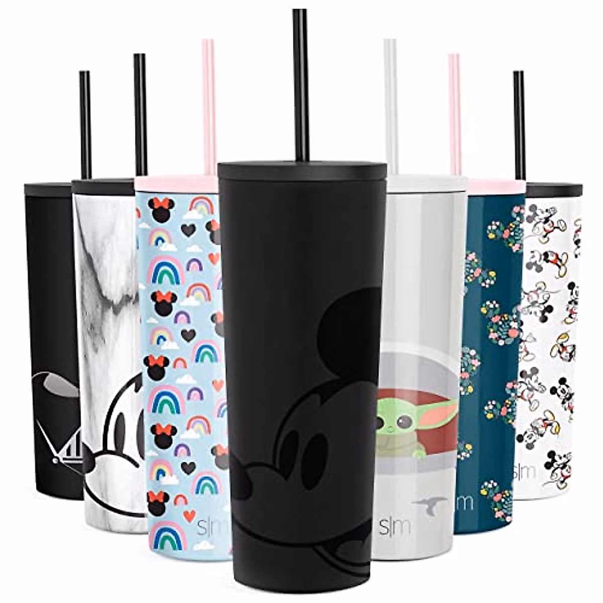 Simple Modern Disney Insulated Tumbler Cup with Flip Lid and Straw Lid | Gifts for Women Men Reusable Stainless Steel Water Bottle Travel Mug | Classic Collection | 24oz Mickey Mouse on Black