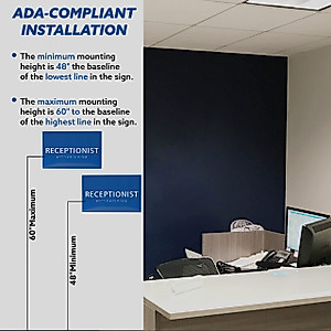 ADA CENTRAL SIGNS - 6" X4" Receptionist Sign - ADA Compliant Tactile Graphics Grade 2 Braille Text | Wall Mount Plastic Desk Service, Customer Assistance Sign for Office, Hotel, Schools, Hospital