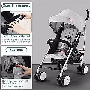 Umbrella Stroller for Toddler - Lightweight Compact Travel Foldable Baby Stroller, 3D Light Weight Portable Pram for Infant with Canopy Grey