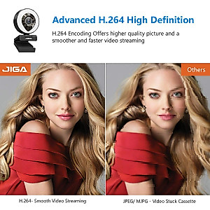 JIGA Streaming Webcam with Dual Microphone 1080P Adjustable Right Light Pro Web Camera Advanced Auto-Focus with Tripod Zoom Camera Gaming Webcam for Xbox Facebook YouTube Streamer Conferencing