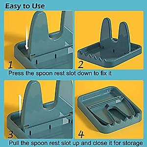 2 Pack Spoon Rest for Kitchen Counter, Multiple Non-slip Heat Resistant Kitchen Gadget with Drip Pad, Spoon Holder for Stove Top, for Chopsticks Spatula Pot Lid and Cooking Accessories (Green Yellow)