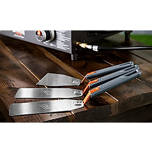 Blackstone 5275 Foldable 3 Piece Set Two Griddle Spatula Flipper and One Scraper-Flex Fold Model Stainless Steel-Easy to Carry and Clean, Perfect Grill Cooking Accessories, Black
