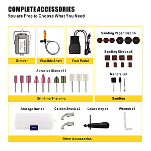 ATOLS 780W Flex Shaft Rotary Tool Electric Hanging Grinder Carver,Electric Multi-function Metalworking Tools Repair Kit,Foot Pedal Control,Metal Flexible Shaft,Suitable for Carving, Buffing, 23000 RPM