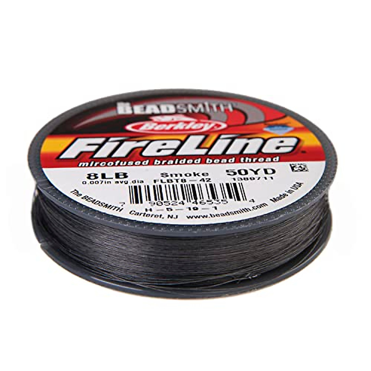 The Beadsmith Fireline by Berkley – Micro-Fused Braided Thread – 8lb. Test, 007”/.17mm Diameter, 50 Yard Spool, Smoke Grey – Super Strong Stringing Material for Jewelry Making and Bead Weaving