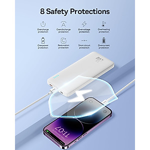 Baseus Portable Charger, Slim 20W PD USB C Power Bank 10000mAh Fast Charging Battery Pack, External Battery Compatible with iPhone 15 14 13 12 Pro Samsung S21 Google LG iPad Tablet, White