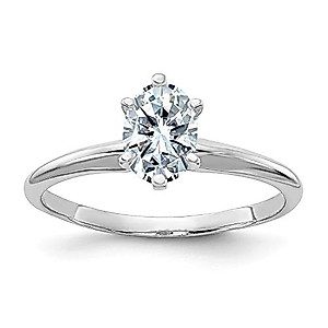 14k White Gold 1.0ct. 7x5mm Oval Colorless Moissanite Solitaire Engagement Ring Sz9 Size 9