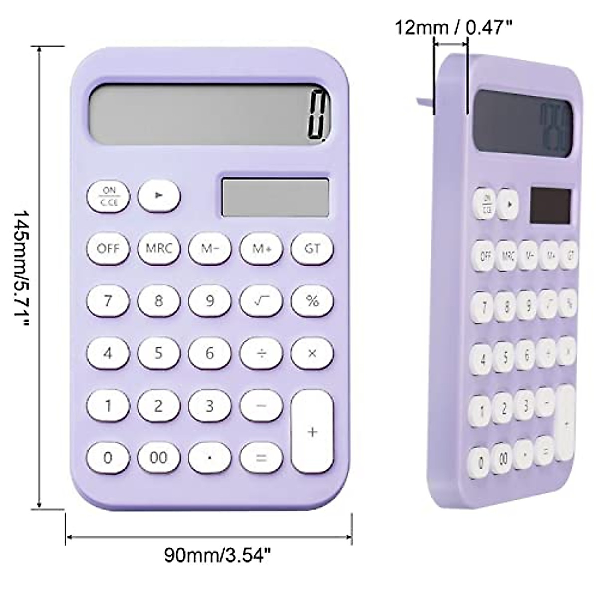 Cute Desk Calculator, Basic Desktop Calculator, 12 Digit Pocket Calculators Desktop with Large LCD Display for Office Home and School (Purple)