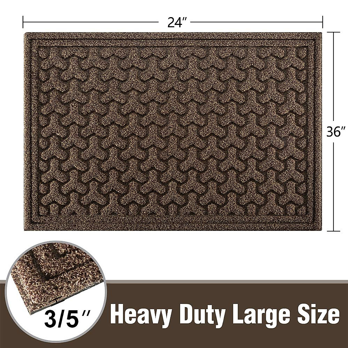 Amagabeli Large Outdoor Door Mats Rubber Shoes Scraper 36" x 24" for Front Door Entrance Outside Doormat Patio Rug Dirt Debris Mud Trapper Waterproof Out Door Mat Low Profile Washable Carpet BG039