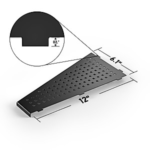 Bernkot Corner Shower Shelf 2PCS, Trapezoid Bathroom Shelves 12'' for Tiled Wall, 304 Stainless Steel Grout in Shelf, No Drilling Needed (Black)