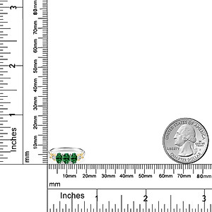 Gem Stone King 925 Silver and 10K Yellow Gold Oval Green Created Emerald and White Lab Grown Diamond Ring For Women (1.07 Cttw, Available In Size 5, 6, 7, 8, 9)