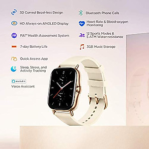 Amazfit GTS 2 Smart Watch for Women Android iPhone, Bluetooth Phone Call, Built-in Alexa & GPS, Fitness Watch with 90 Sports Modes, Blood Oxygen Heart Rate Tracker, 5 ATM Water Resistant, Gold