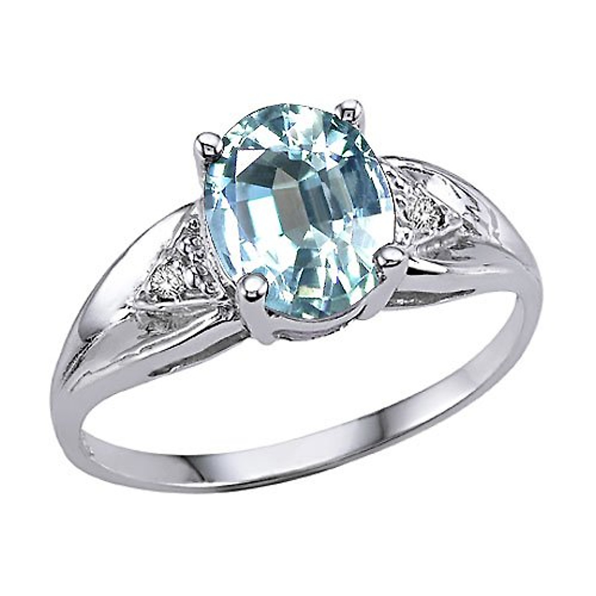 Tommaso Design Genuine 9x7 Oval Aquamarine Ring 14 kt Yellow Gold Size 8