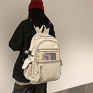 JARKJARD Kawaii Backpack Cute Aesthetic Backpack for School College Student Travel Bookbag for Girls Large Capacity Casual Daypack(White)