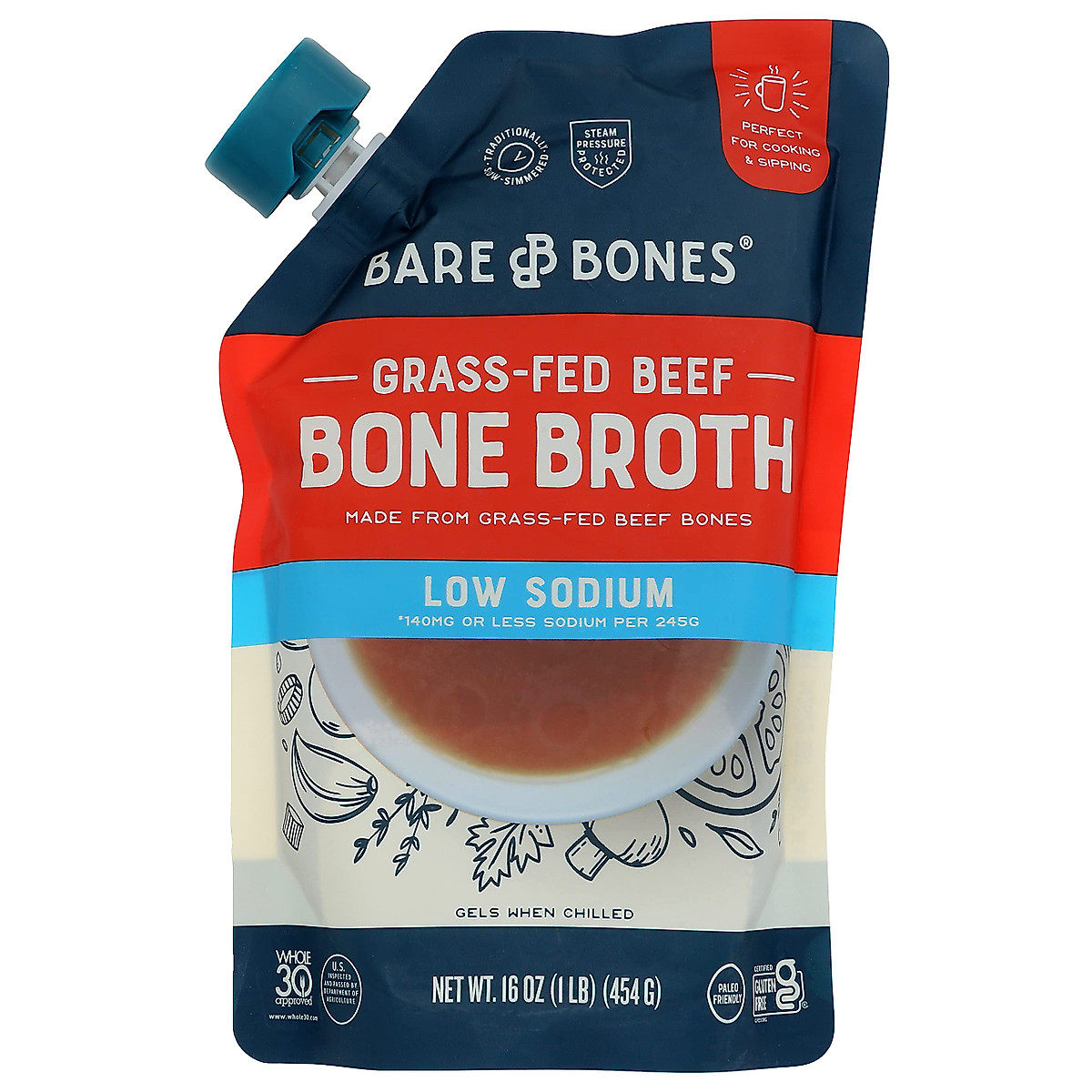 Bare Bones Low Sodium Grass-Fed Beef Bone Broth, 16 OZ