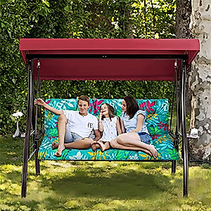 Dttra Swing Cushions with Backrest,Replacement Cushion for Bench,2-3 Seater Waterproof Thicken Washable Pad Cushion for Outdoor Indoor Furniture Swing Garden Patio Porch (Bamboo Leaf,60in×40in)