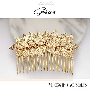 Gorais Gold Leaf Wedding Hair Comb Leaves Bridal Hair Piece Bride Hair Accessories for Women and Girls