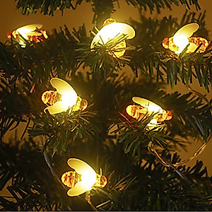 Xingpold Honeybee String Lights Battery Operated, 50 LED 25 ft 8 Modes Waterproof Fairy Garden Lights with Remote & Timer for Kids Tent Patio Camping Wreath Christmas Indoor Outdoor Decor Warm White