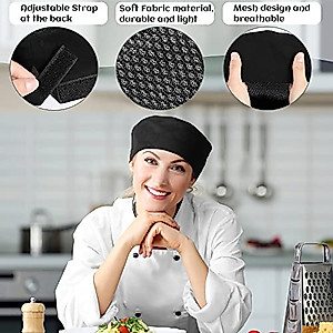 Hicarer 12 Pieces Chef Hats for Women Men Adjustable Unisex Sushi Beanie Chef Mesh Top Skull Caps Kitchen Cooking Food Caps (Black)