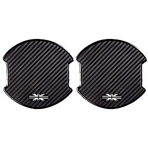 2 PCS Door Handle Protector, Union Jack Carbon Fiber Texture 3D TPU Stickers Car Door Scratches Protective Films Cover Pad for Mini Cooper R50 R52 R55 R56 R60 F54 F55 F56 F60