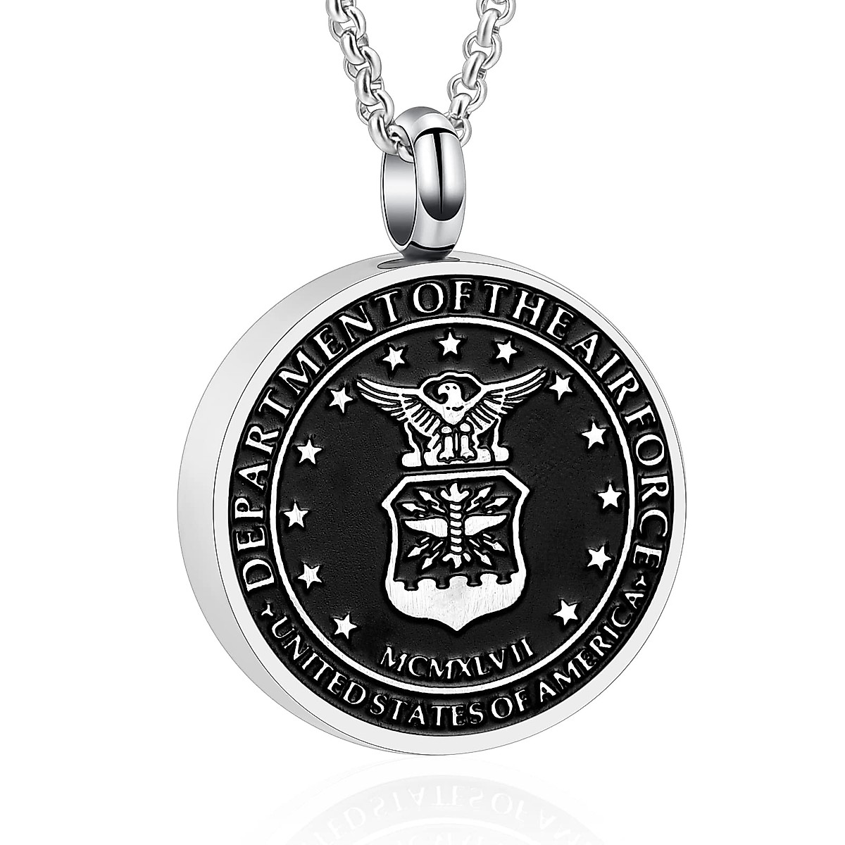 Hearbeingt Cremation Jewelry for Ashes USA Army/Air Force/Navy/Firefighter Memorial Urn Necklace for Ashes Keepsake Pendant for Women Men(Air Force)