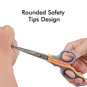 LIVINGO Professional Pet Grooming Scissors for Cats & Dogs, Titanium Coated Safe Rounded Tip and Micro Serrated Trimming Shears for Animal Face, Nose, Ear and Paw Hair, 2 Pack 6.5 inch