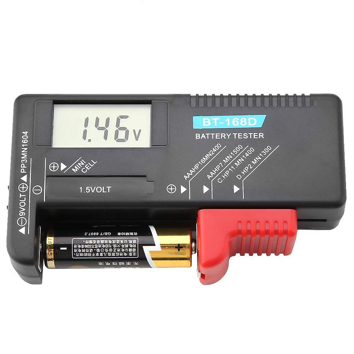 Universal Digital Battery Tester, Digital LCD AA/AAA /C/D /9V/1.5V Button Cell Battery Volt Tester, Quickly Test All Different Kinds of Batteries