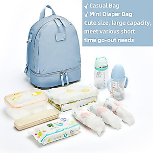 Lamèredelaterre Mini Diaper Bag Backpack Small Casual Bag Commuter Bag Lunch Bag Thermal Cooler Ladies Women Mommy Cute Young Fashion
