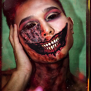 Aresvns 12PCS Halloween Clown Horror Mouth Temporary Tattoo Stickers Face Decals Prank Props for Halloween Cosplay Party Decorations