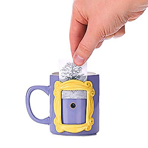 Paladone Friends Friends TV Show Coffee Mug, Monica's Purple Door Yellow Peephole Frame Design. Friends Coffee Cup, Friends Tv Show Merchandise