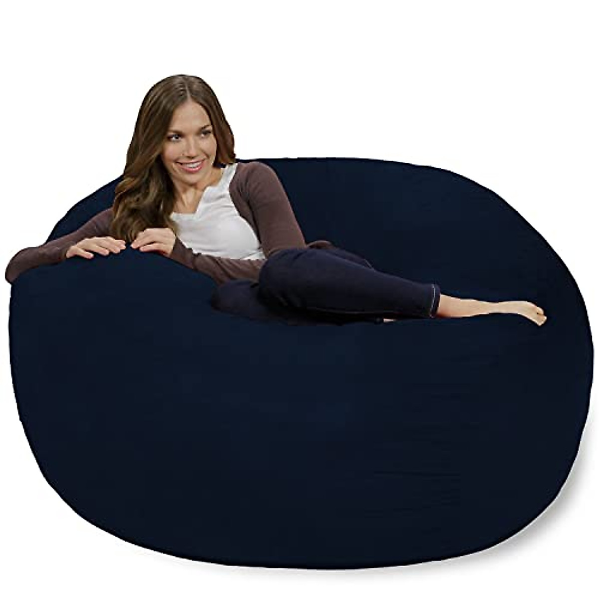 Chill Sack Bean Bag Chair: Giant 4' Memory Foam Furniture Bean Bag - Big Sofa with Soft Micro Fiber Cover - Navy