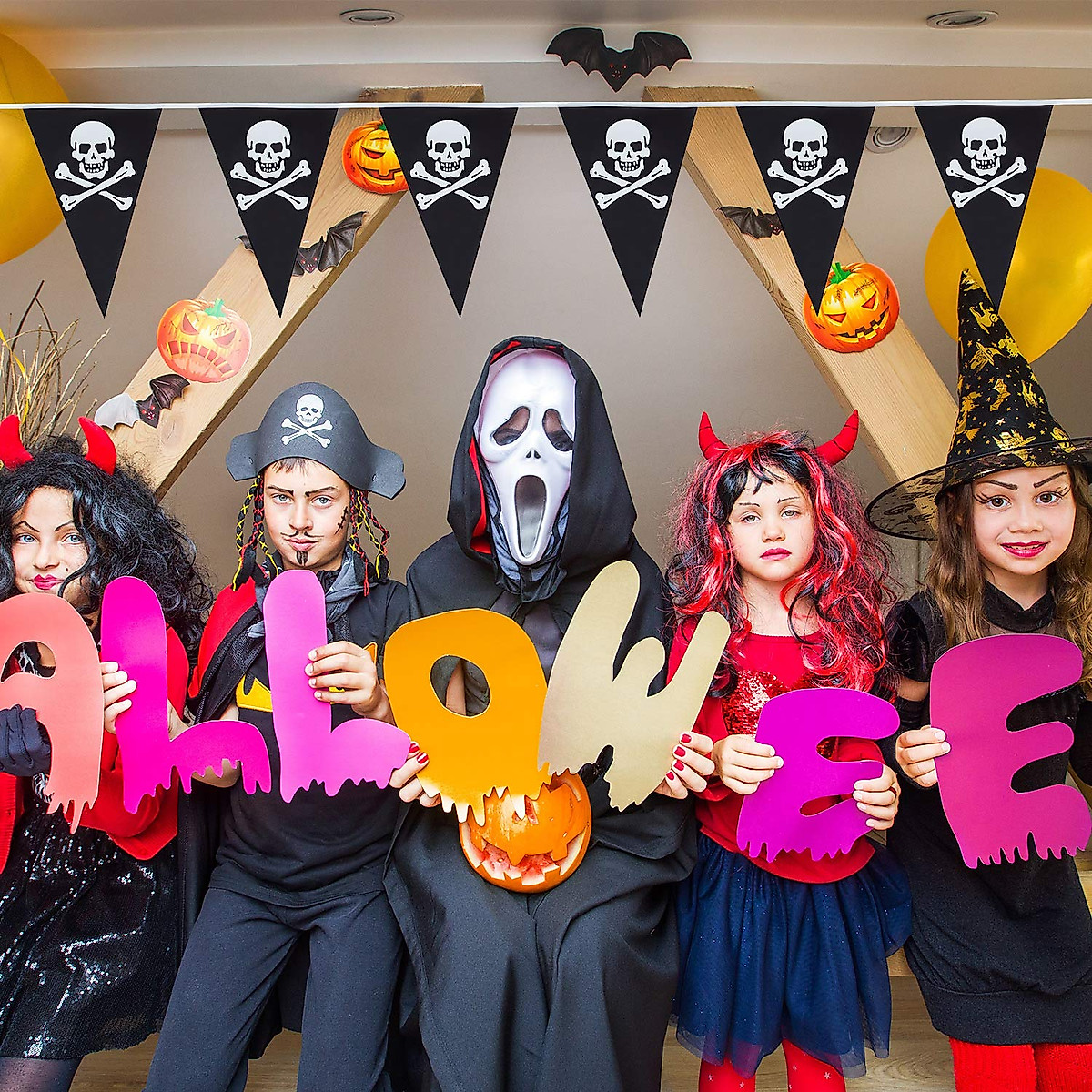 60 Pieces Pirate Banners Pirate Theme Party Decoration Pirate Skull Pennant Triangle Flags for Birthday Party Supplies