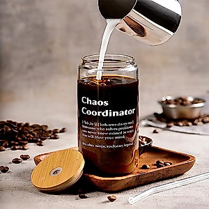 Chaos Coordinator, Boss Gifts for Women Thank You Gifts for Coworkers on Birthday Christmas Boss Day... Appreciation Gifts for Teachers Employee Office Manager Mom Friend Men, 16oz Glass Cup Gifts