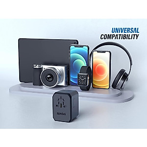 EPICKA Universal Travel Adapter, European Travel Plug Adapter - International Power Adapter Worldwide Charger with USB-C & 4 USB Ports, Travel Essentials for Italy, UK, Japan (TA-105, Space Grey)