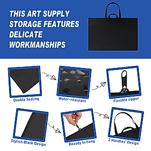 Abbylike 2 Pcs Art Portfolio Case 36 x 48 and 24 x 36 Inch Art Portfolio Storage Large Poster Board Bag Waterproof Poster Carrying Tote with Nylon Shoulder for Artwork, Poster, Sketching and Drawing