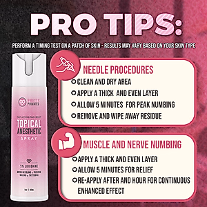 Pretty Privates Lidocaine Spray - Premium Numbing Spray for Waxing, Tattoos, Piercings, Microblading - Relief in 5-15 Mins - Maximum Strength - Topical Anesthetic - 1oz