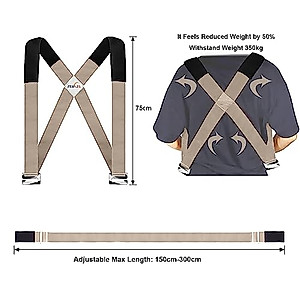 PERCEA Moving Straps, Lifting Strap for 2 Movers, Easily Move, Lift, Carry Furniture, Mattress, Appliance, Heavy Objects up to 800lbs, Without Back Pain Great Tool for Moving Bulky Items (Khaki)